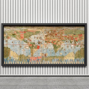 World Map Made by Urbano Monte in 1587, World Map, Flat Earth Map, 1587 ...