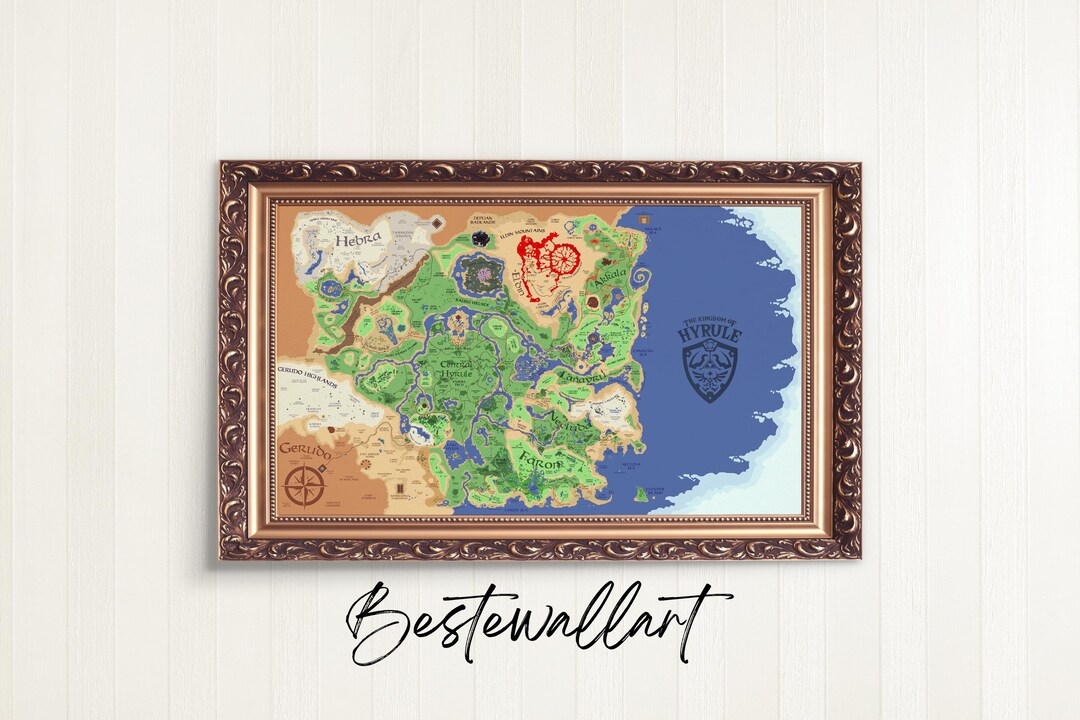 Map of Hyrule From Legend of Zelda, Zelda Map, Hyrule Map, Princess ...