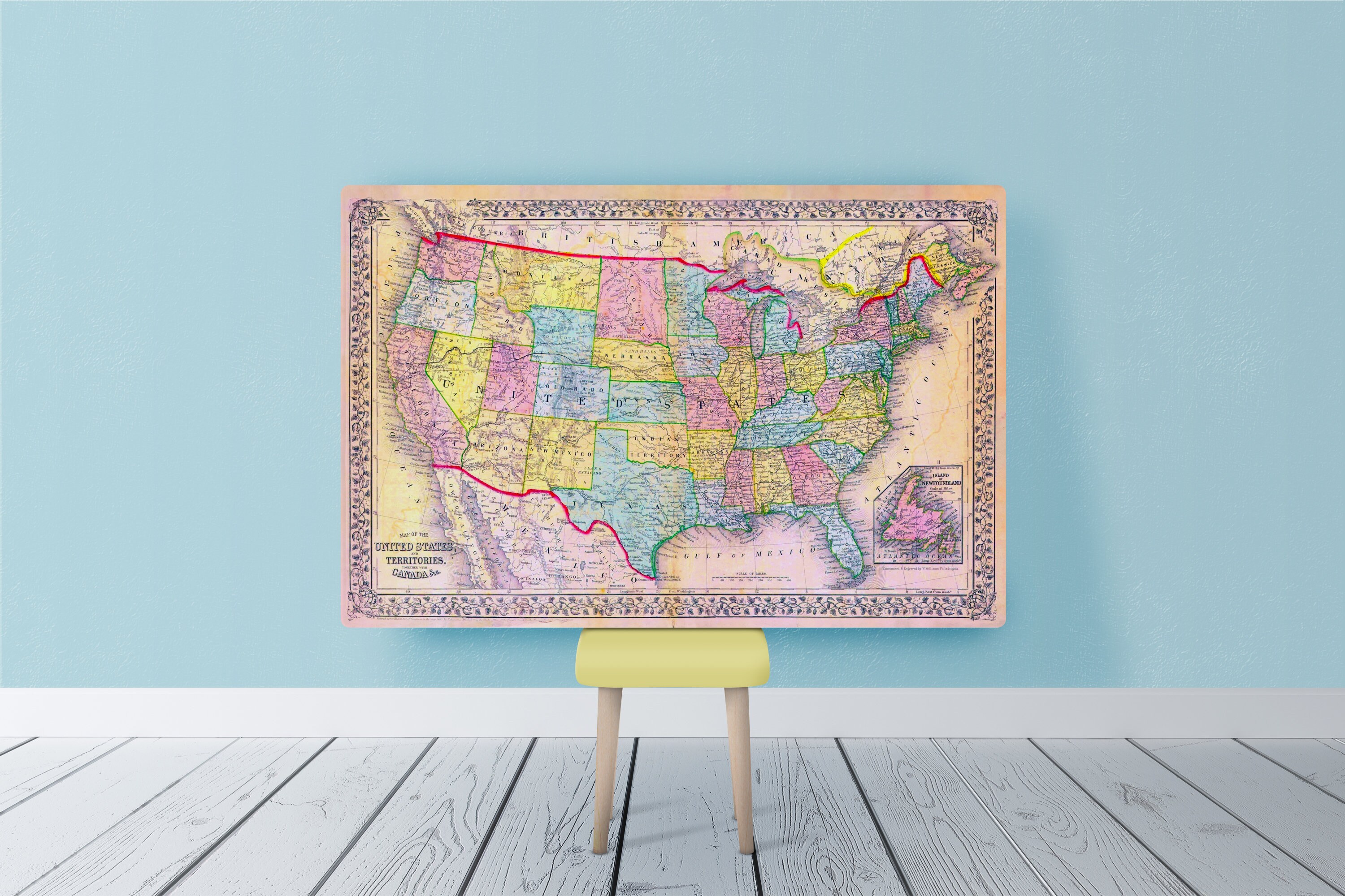 United States Map, Old Map of United States 1867 Vintage Map, Old Map ...