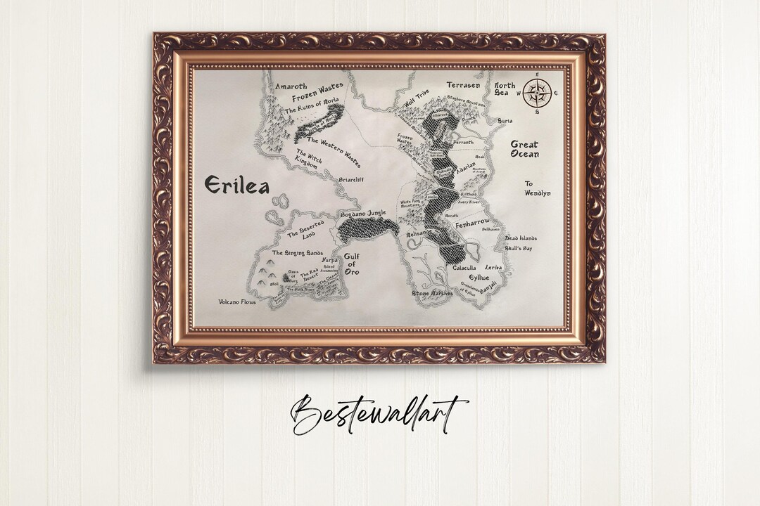 Throne of Glass Erilea Map, Vintage Map, Throne of Glass Map, Map of ...