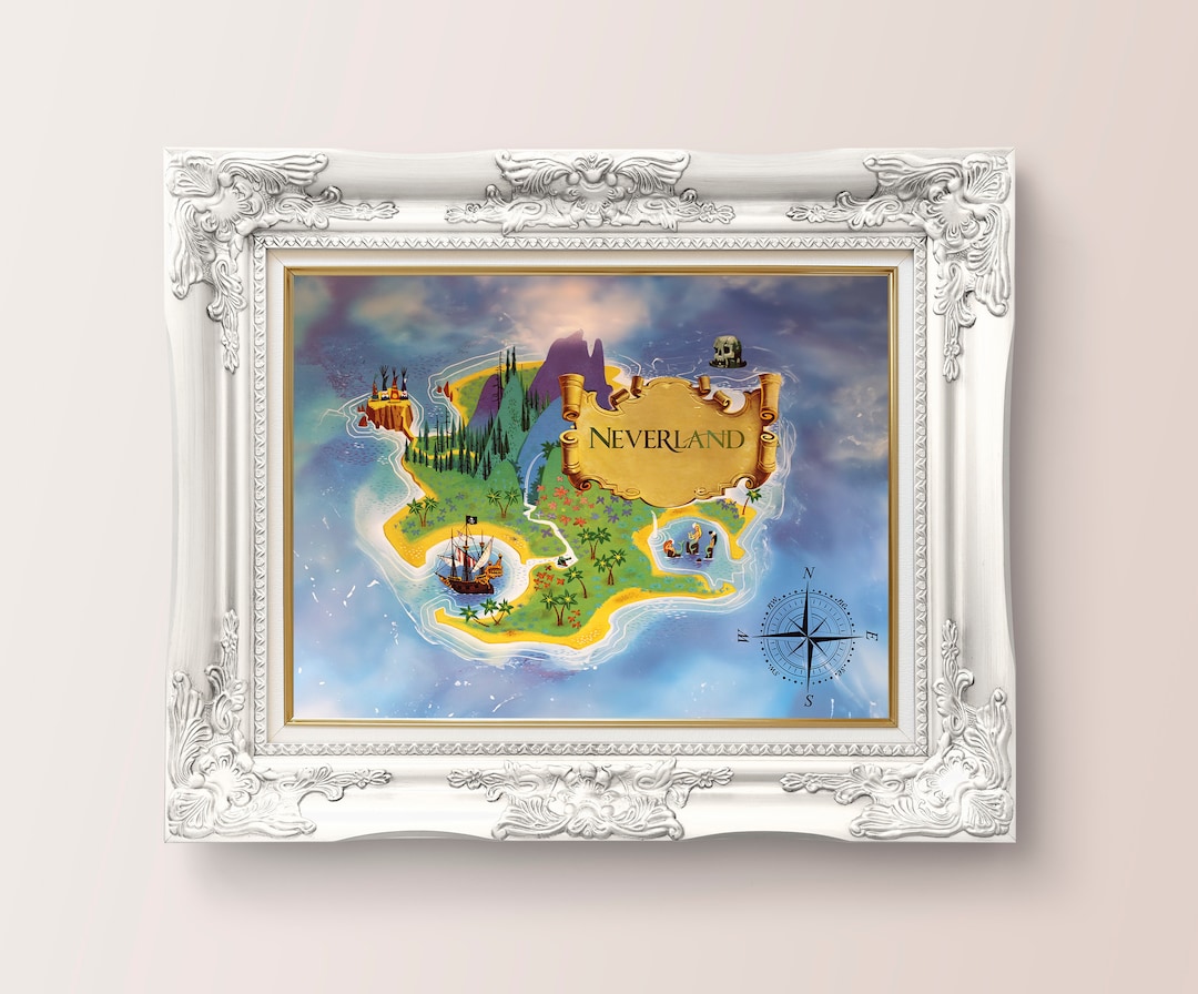 Fantastic Neverland Map, Neverland Magical Map Print, Never Island ...