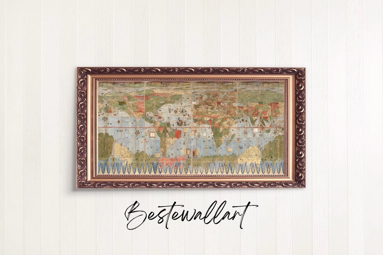 World Map Made by Urbano Monte in 1587, World Map, Flat Earth Map, 1587 ...