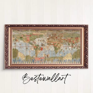 World Map Made by Urbano Monte in 1587, World Map, Flat Earth Map, 1587 ...