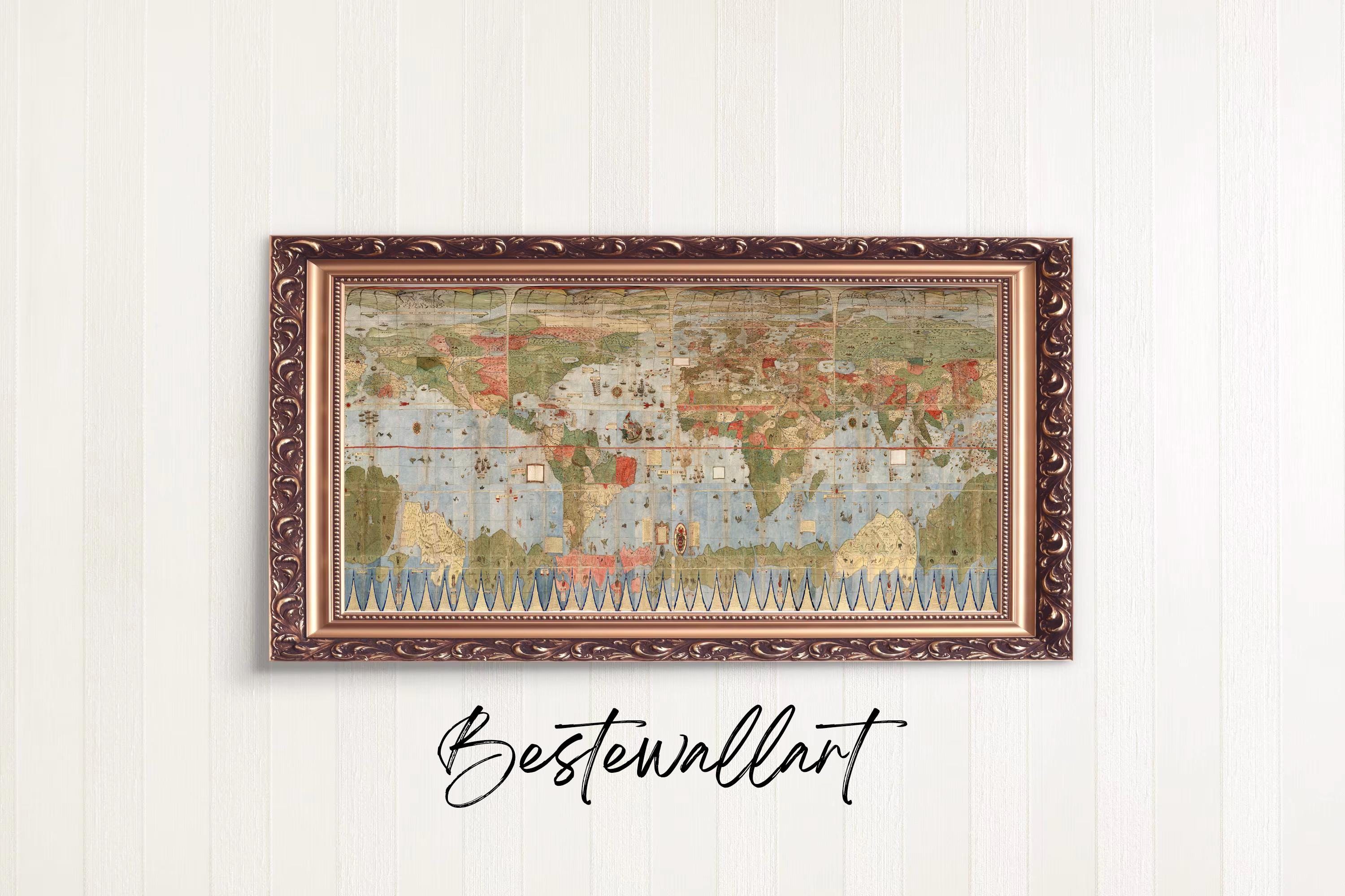 World Map Made by Urbano Monte in 1587, World Map, Flat Earth Map, 1587 ...