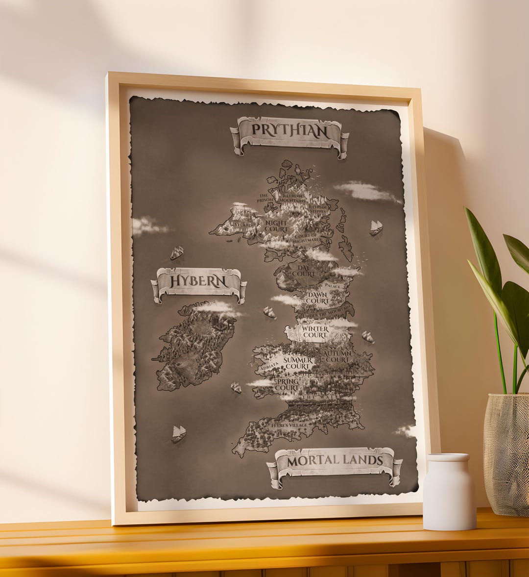 Prythian Poster, A Court of Thorns and Roses Vintage Style Prythian Map ...