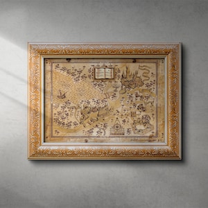 Harry Map Poster, Magical World Map, Vintage Wall Decor, Harry World ...