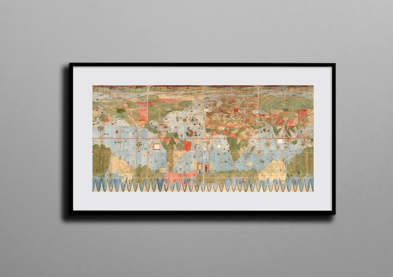 World Map Made by Urbano Monte in 1587, World Map, Flat Earth Map, 1587 ...