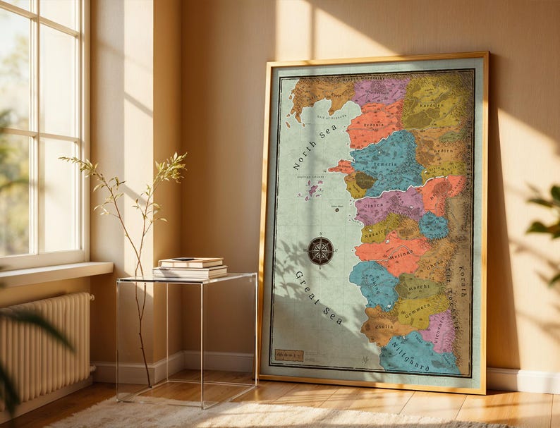 Witcher World Map Printable, Northern Kingdoms, Vintage RPG Decor ...