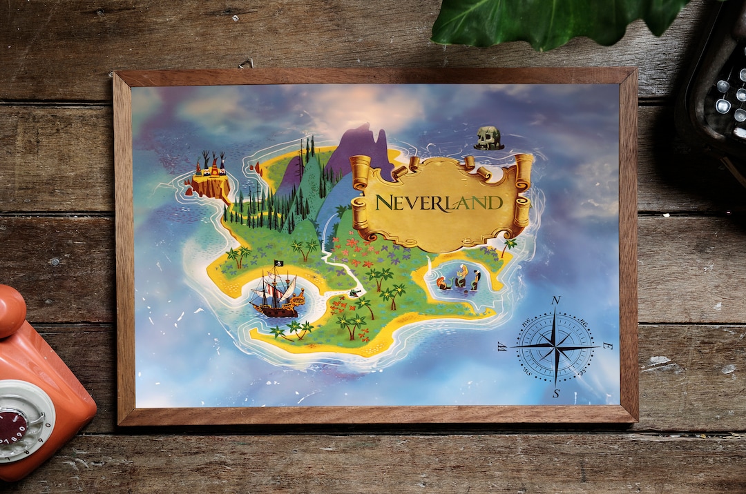 Fantastic Neverland Map, Neverland Magical Map Print, Never Island ...