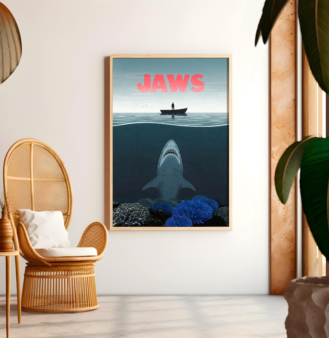 Jaws Minimalist Movie Poster – Digital Download, Shark Film Art ...