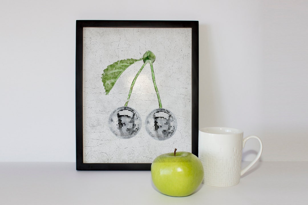 Kirsche Diskokugel Poster, Kirschfruchtdruck, Diskokugel Kirschendruck ...