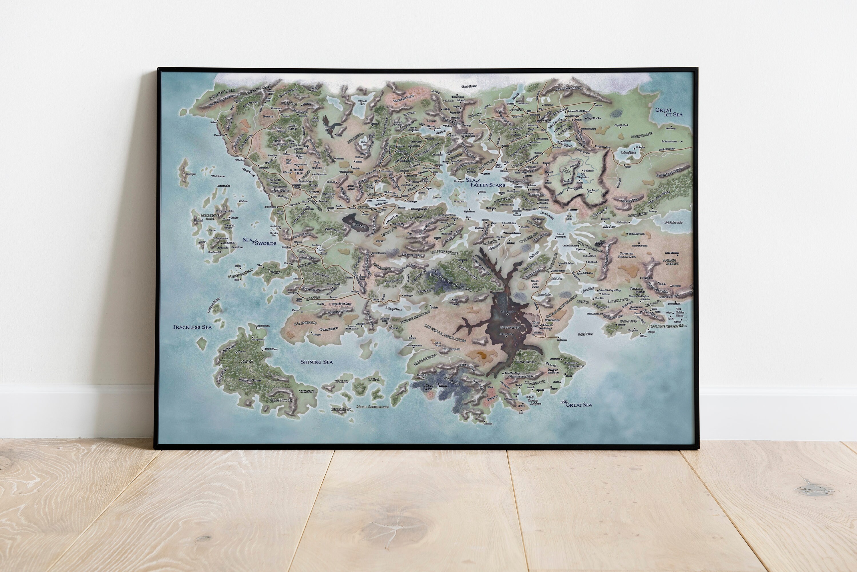 Fantasy Wall Art, Dungeons & Dragons Map Poster, Forgotten Realms Wall ...