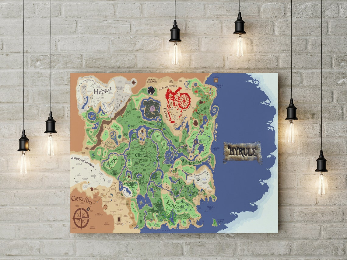 Map of Hyrule From Legend of Zelda, Zelda Map, Hyrule Map, Princess ...
