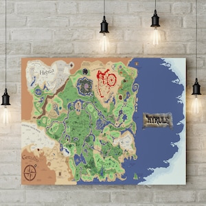 Map of Hyrule From Legend of Zelda, Zelda Map, Hyrule Map, Princess ...
