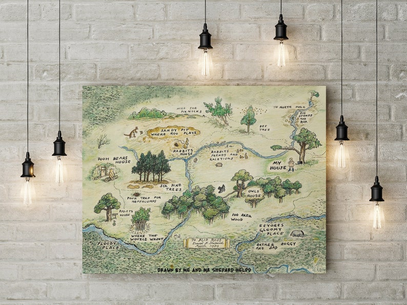 Winnie the Pooh Map 100 Acre Wood Map the Pooh Map - Etsy