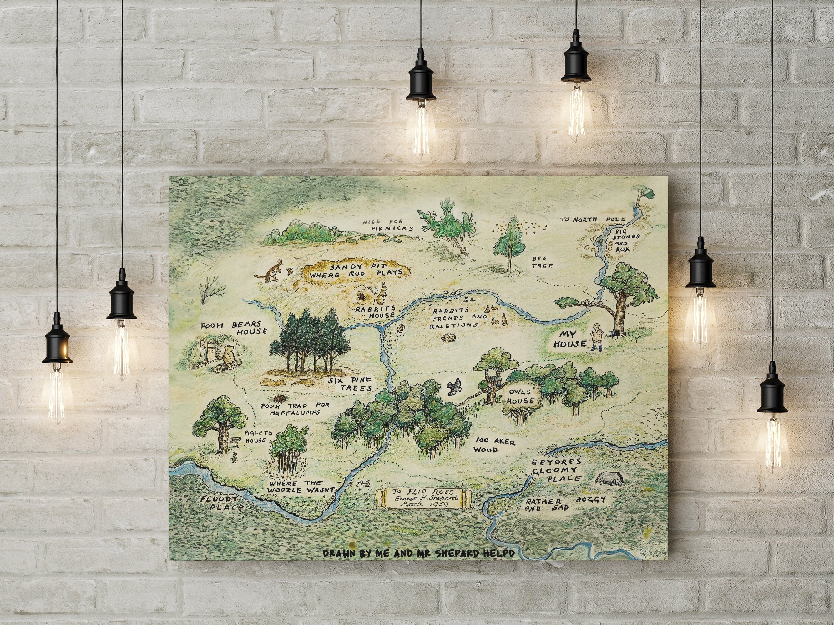 Winnie the Pooh Map 100 Acre Wood Map the Pooh Map - Etsy