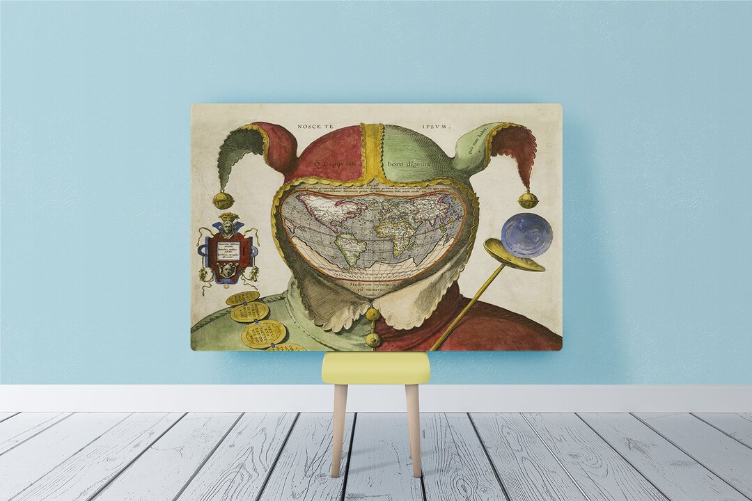 The Fool's Cap Map of the World Art Print, Map of the World, Hand ...