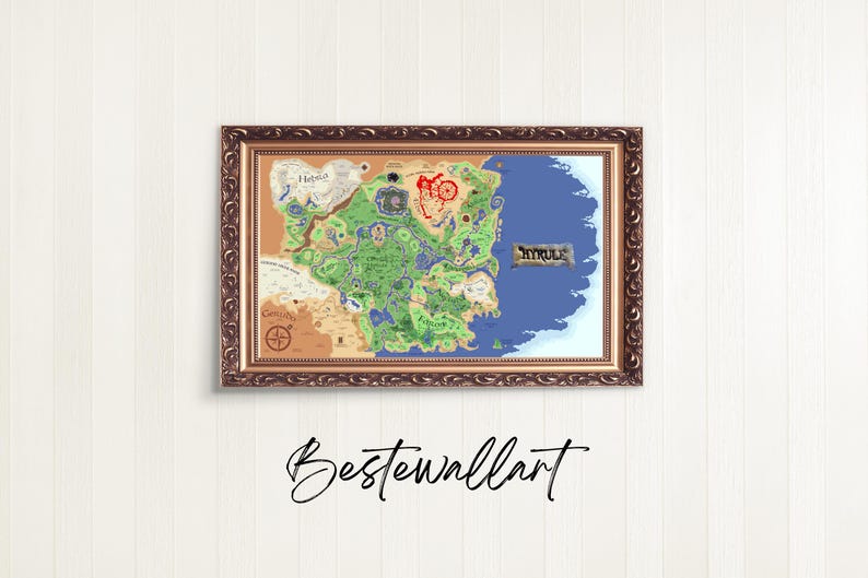 Hyrule Map Poster – Zelda Digital Download, Printable Game Map, Wall ...