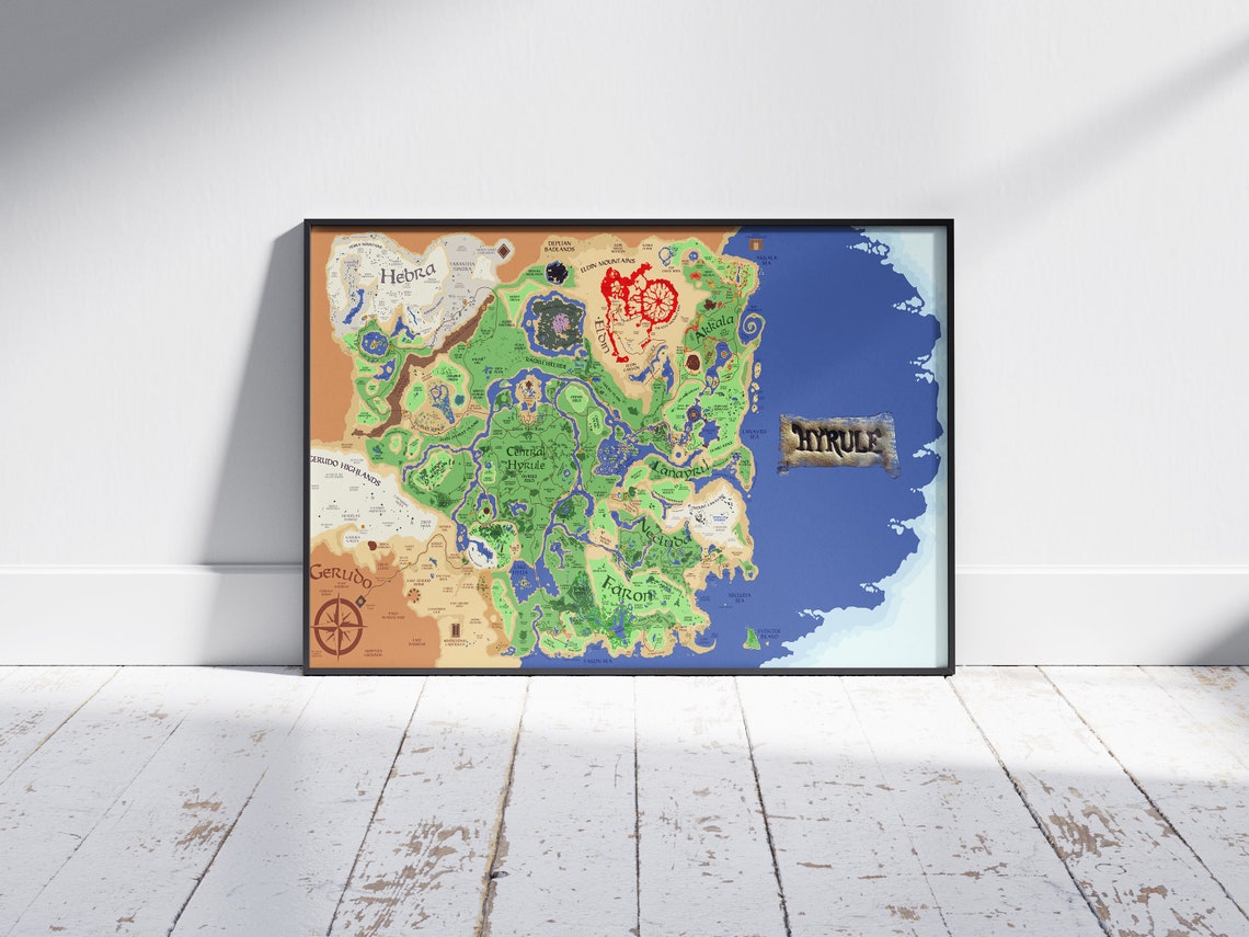 Map of Hyrule From Legend of Zelda, Zelda Map, Hyrule Map, Princess Zelda, Zelda, Breath of the ...