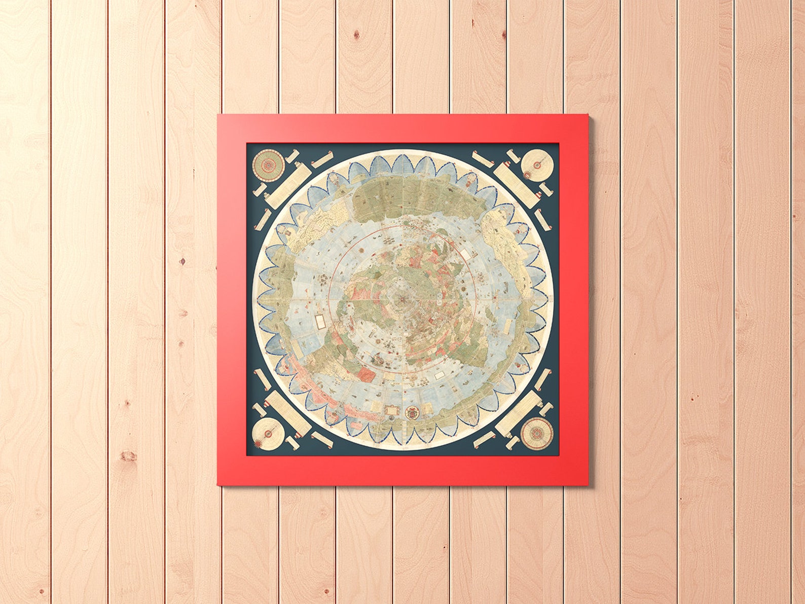 1587 Largest Early World Map, Old Map of the World, Flat Map of the ...