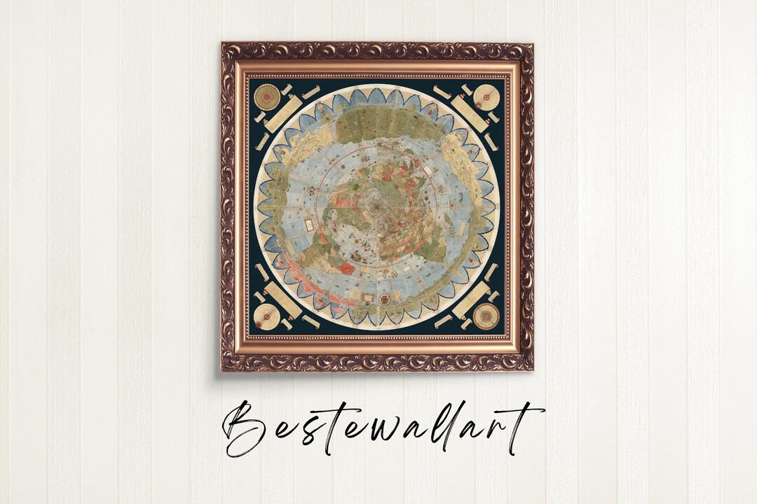 1587 Largest Early World Map, Old Map of the World, Flat Map of the ...