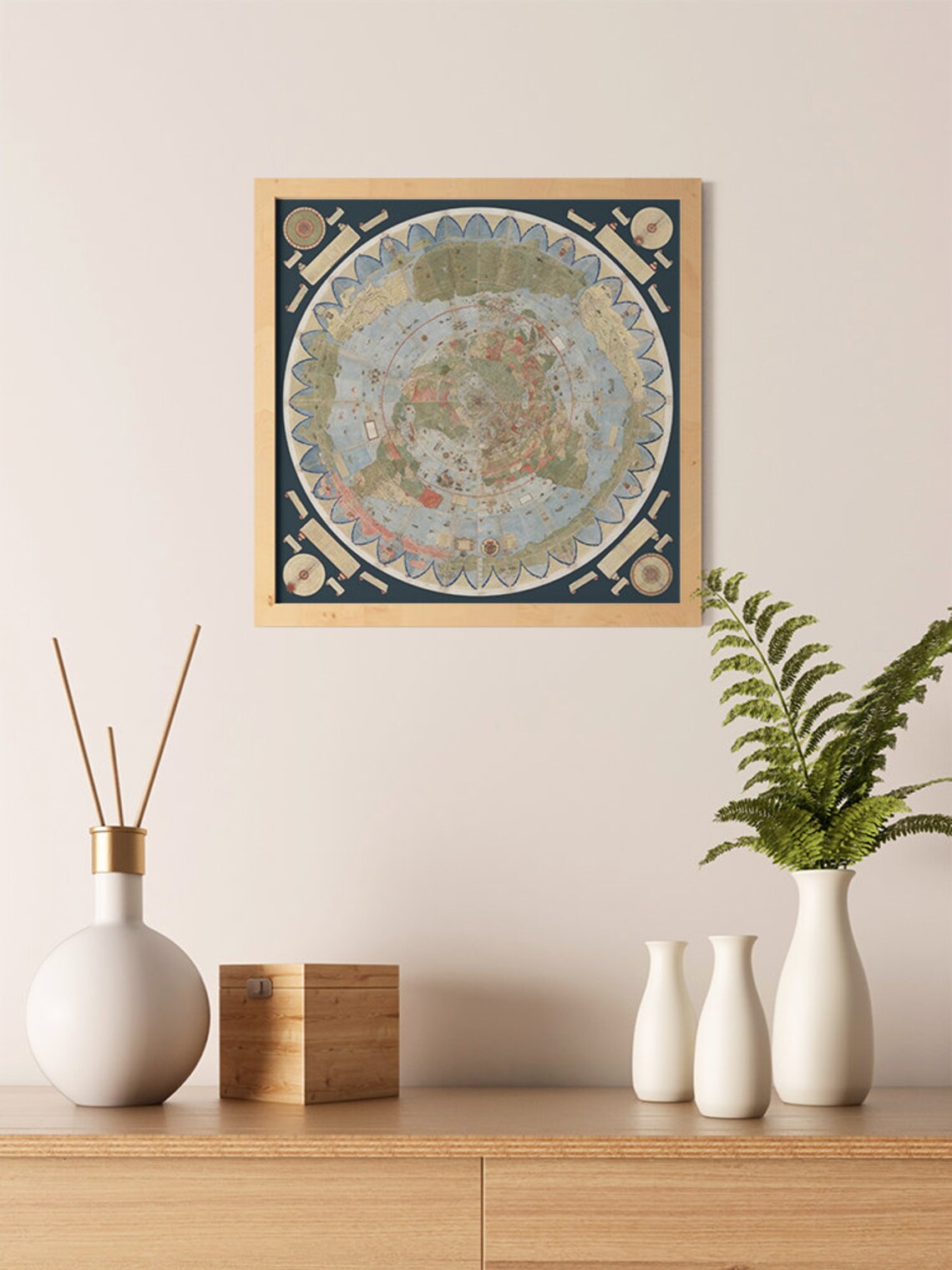 1587 Largest Early World Map, Old Map of the World, Flat Map of the ...