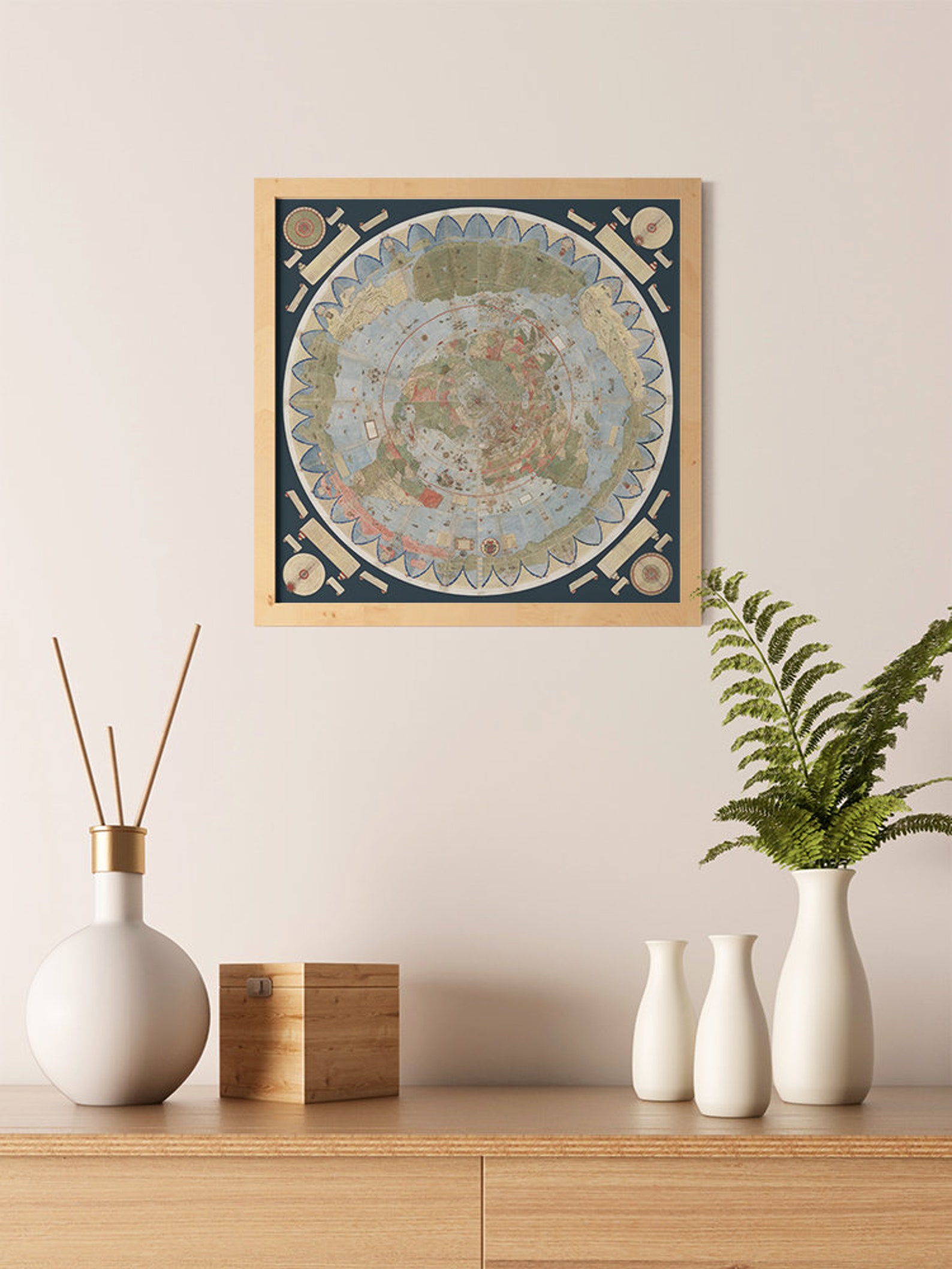 1587 Largest Early World Map, Old Map of the World, Flat Map of the ...