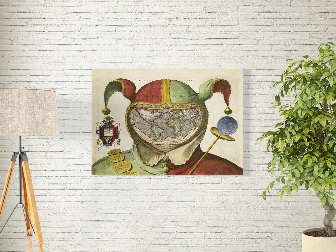 The Fool's Cap Map of the World Art Print, Map of the World, Hand ...