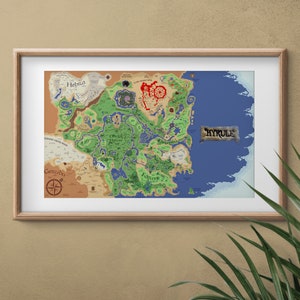 Hyrule Map Poster – Zelda Digital Download, Printable Game Map, Wall ...