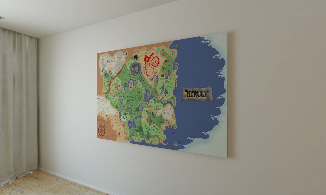 Map of Hyrule From Legend of Zelda, Zelda Map, Hyrule Map, Princess Zelda, Zelda, Breath of the ...