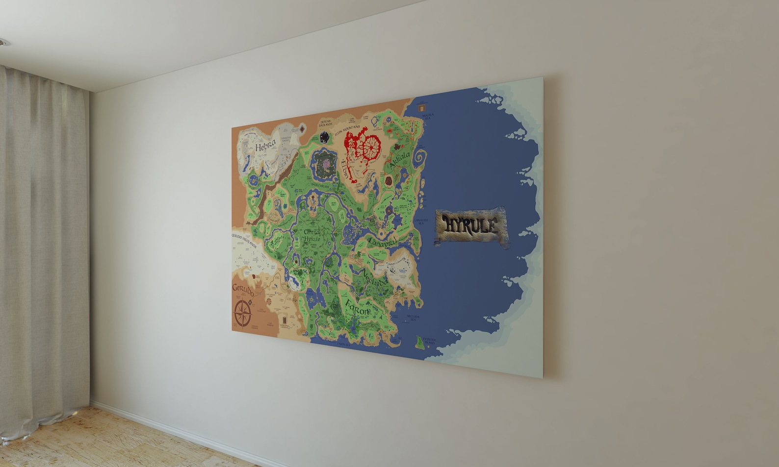 Map of Hyrule From Legend of Zelda, Zelda Map, Hyrule Map, Princess ...