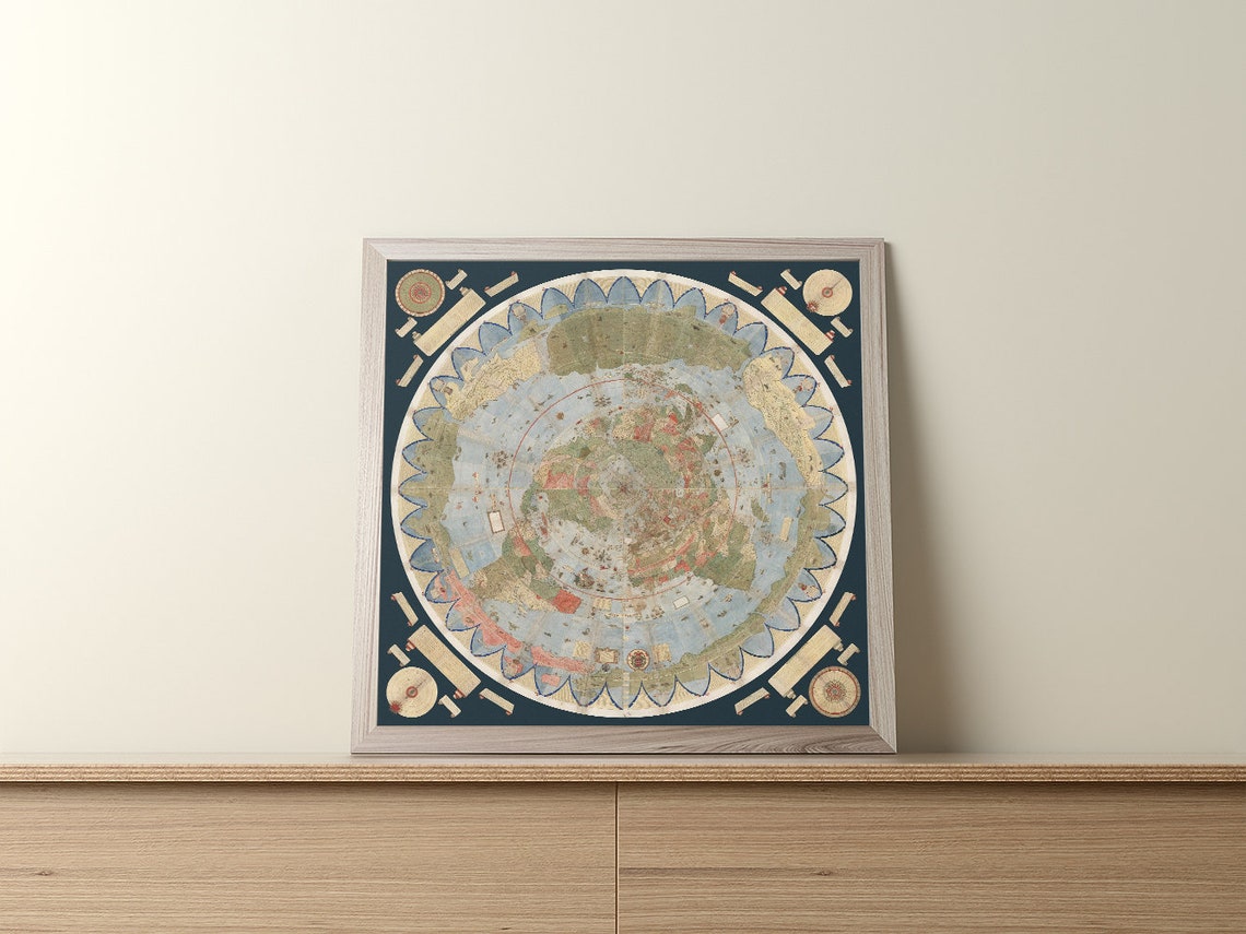 1587 Largest Early World Map, Old Map of the World, Flat Map of the ...