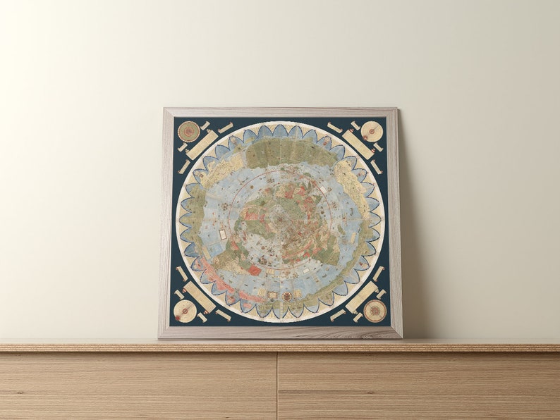 1587 Largest Early World Map, Old Map of the World, Flat Map of the ...