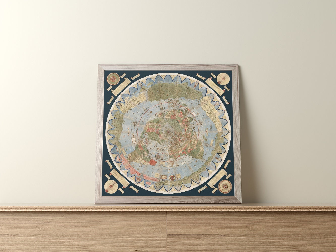 1587 Largest Early World Map, Old Map of the World, Flat Map of the ...