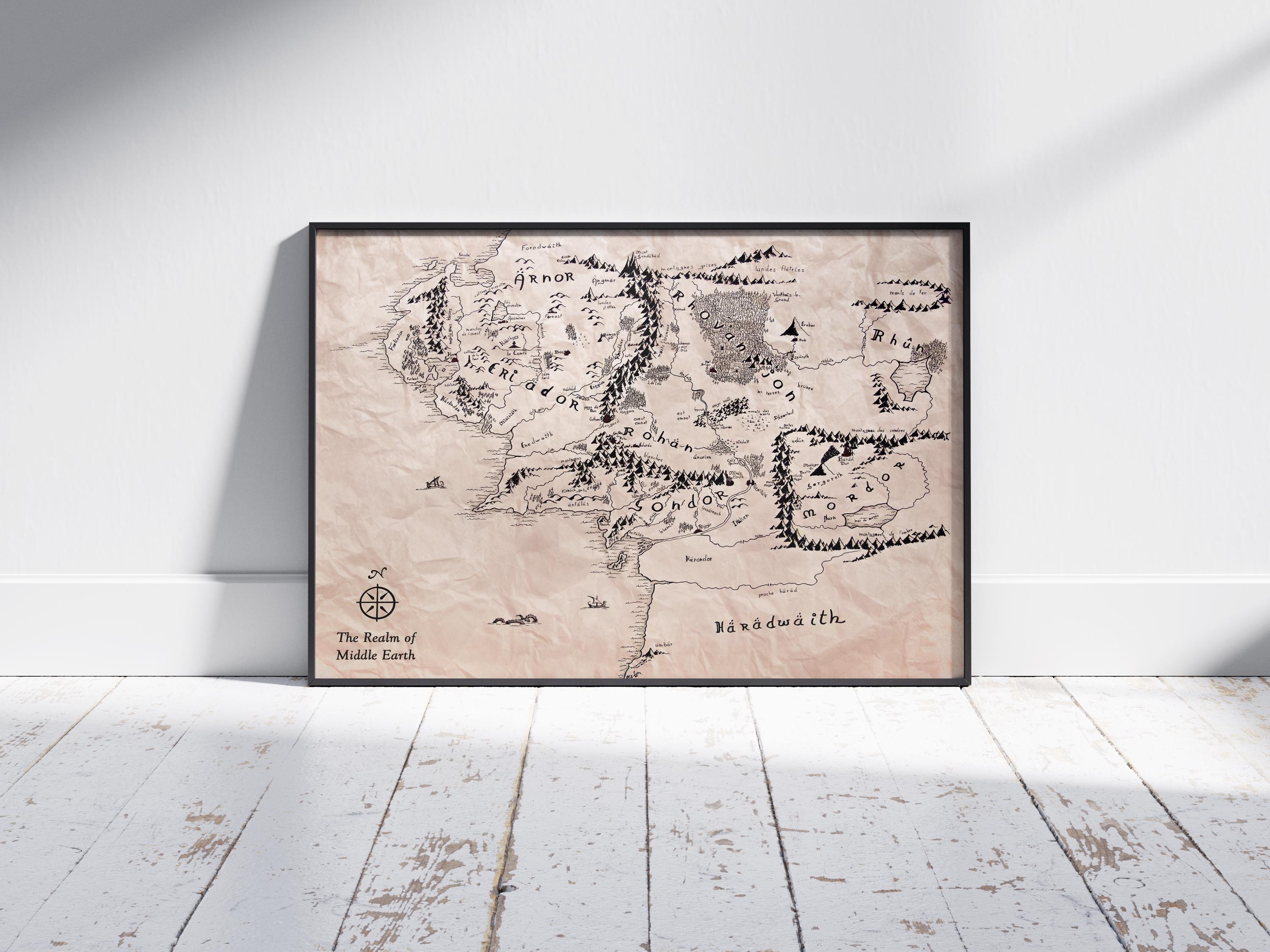 Antique Storybook Map Illustration – Magical Realm Poster (digital ...