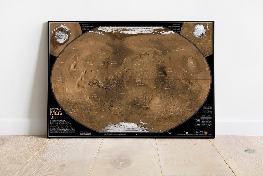 Mars Planetary Map Poster for Space Art and Decor Enthusiasts - Etsy