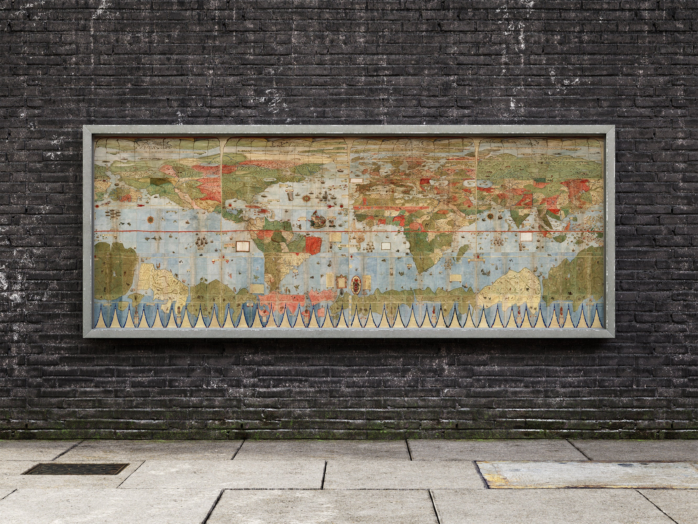 World Map Made by Urbano Monte in 1587, World Map, Flat Earth Map, 1587 ...