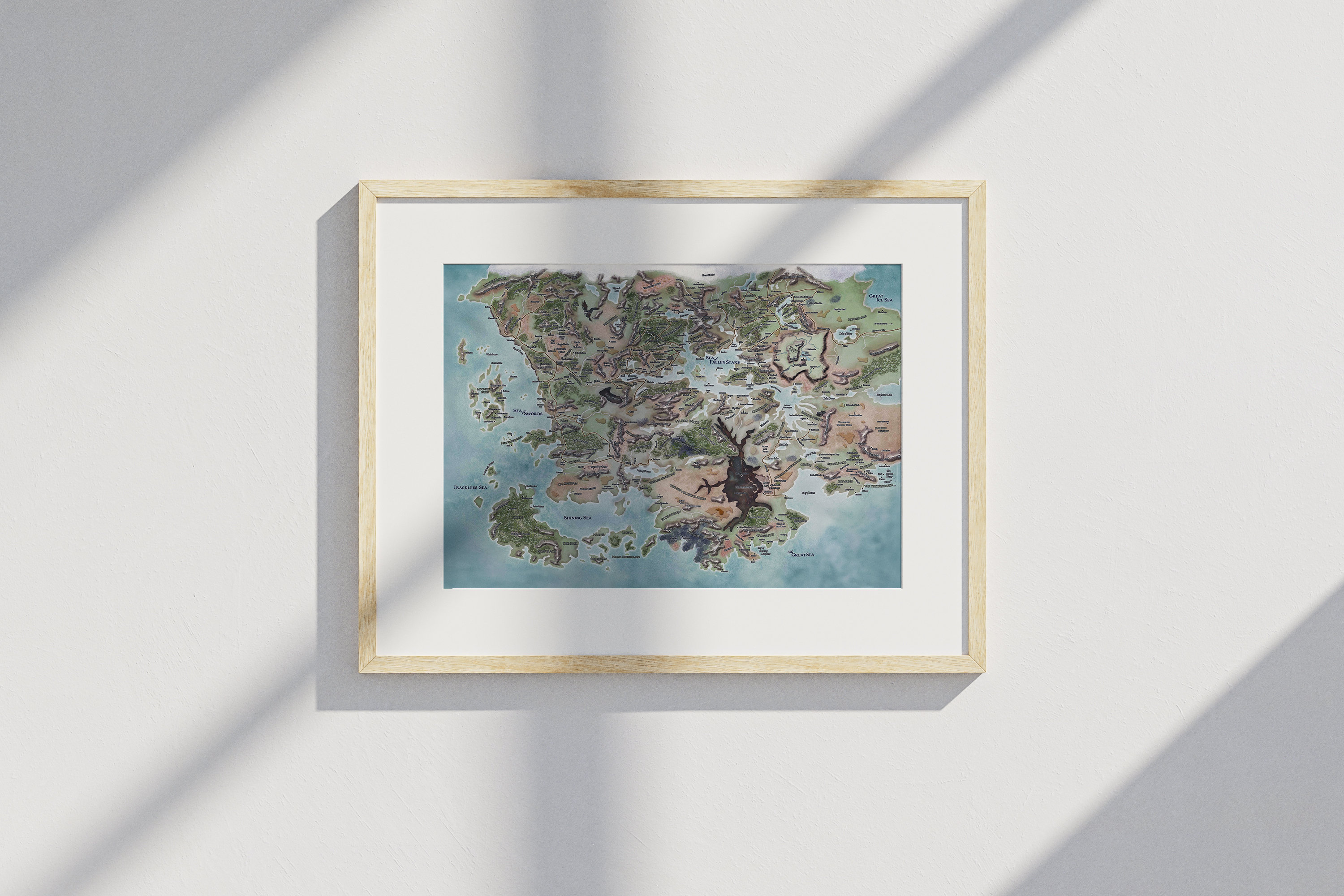 Fantasy Wall Art, Dungeons & Dragons Map Poster, Forgotten Realms Wall ...