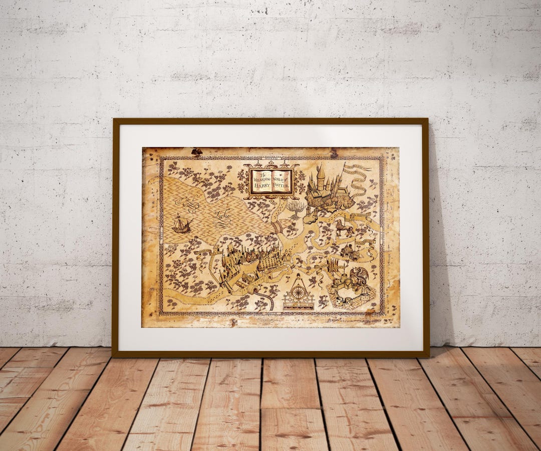 Harry Map Poster, Magical World Map, Vintage Wall Decor, Harry World ...