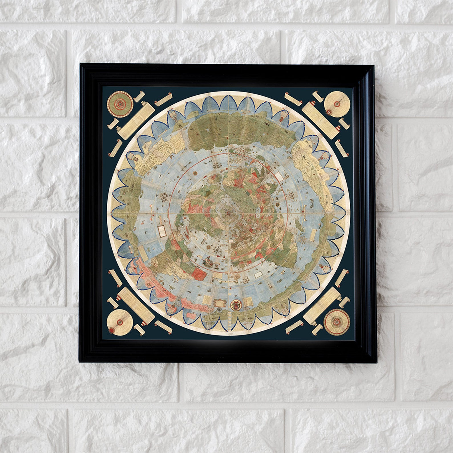 1587 Largest Early World Map, Old Map of the World, Flat Map of the ...