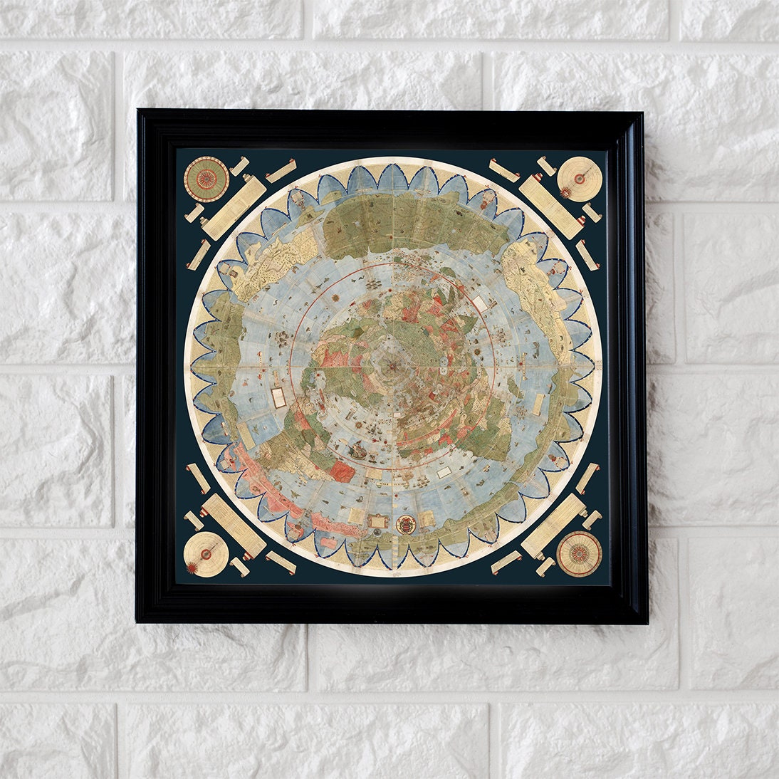 1587 Largest Early World Map, Old Map of the World, Flat Map of the ...