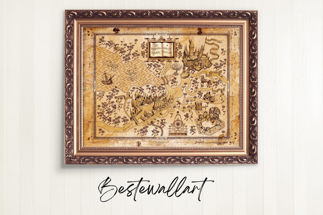 Póster de mapa de Harry, mapa del mundo mágico, decoración de pared ...
