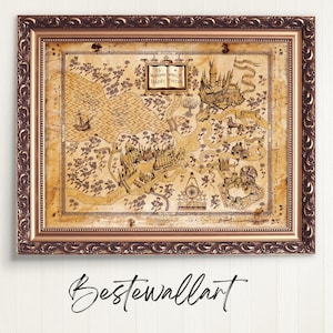 Harry Map Poster, Magical World Map, Vintage Wall Decor, Harry World ...