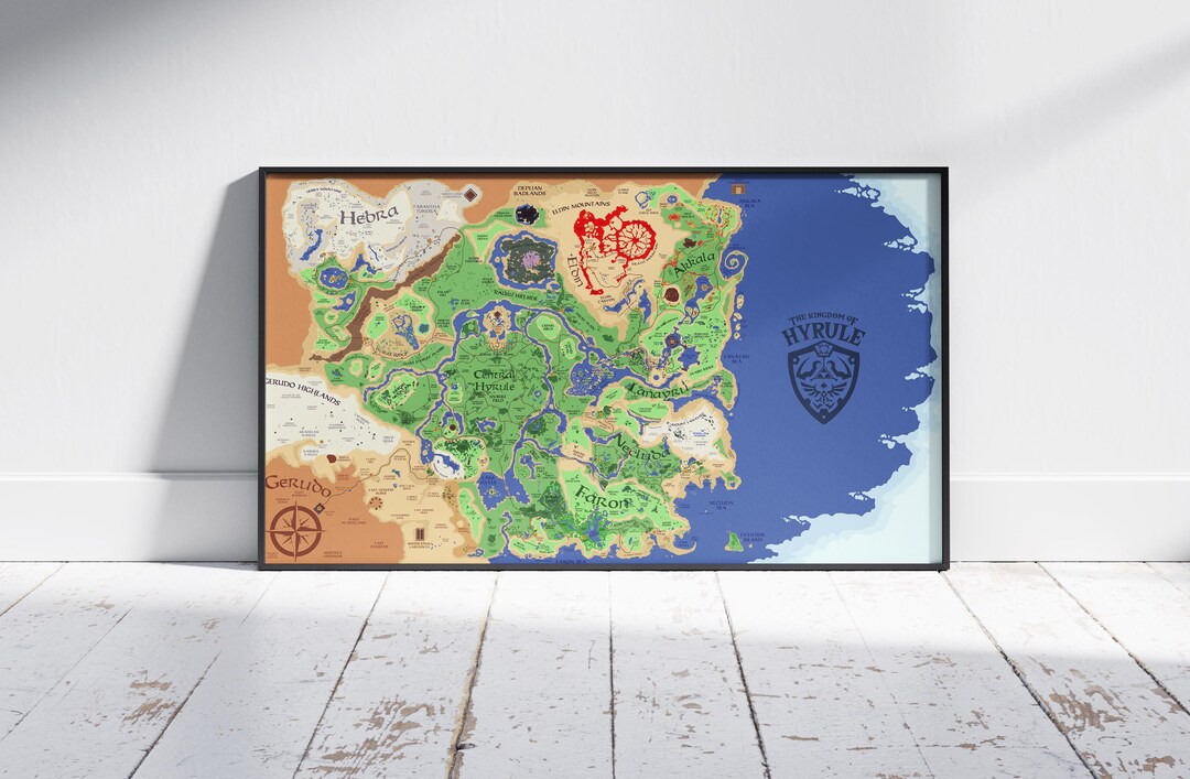 Map of Hyrule From Legend of Zelda, Zelda Map, Hyrule Map, Princess ...