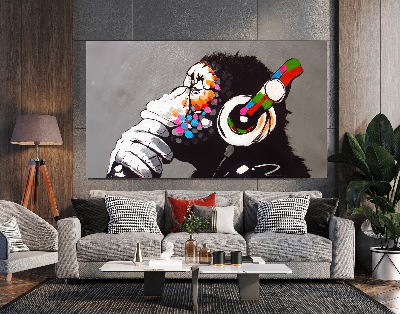 Elegantes Banksy Bild Affe Fotos