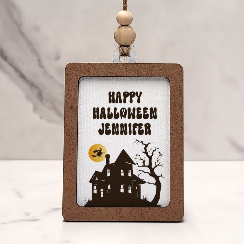 Personalized Haunted House Halloween Ornament: Custom Greeting Card ...