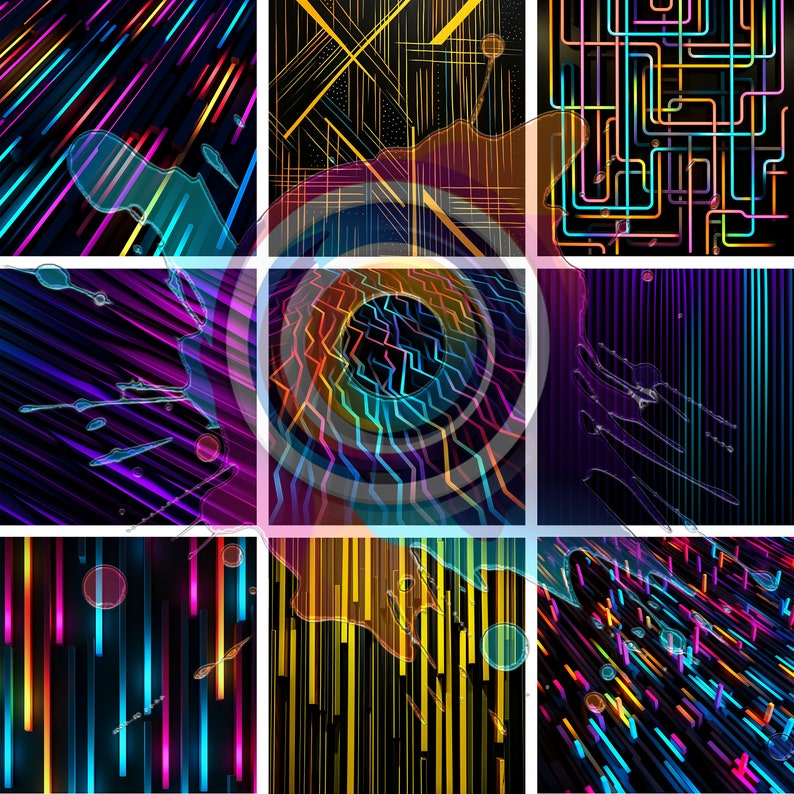 Neon Lines Digital Images, Neon Color Craft Paper, Neon Lights, Neon ...