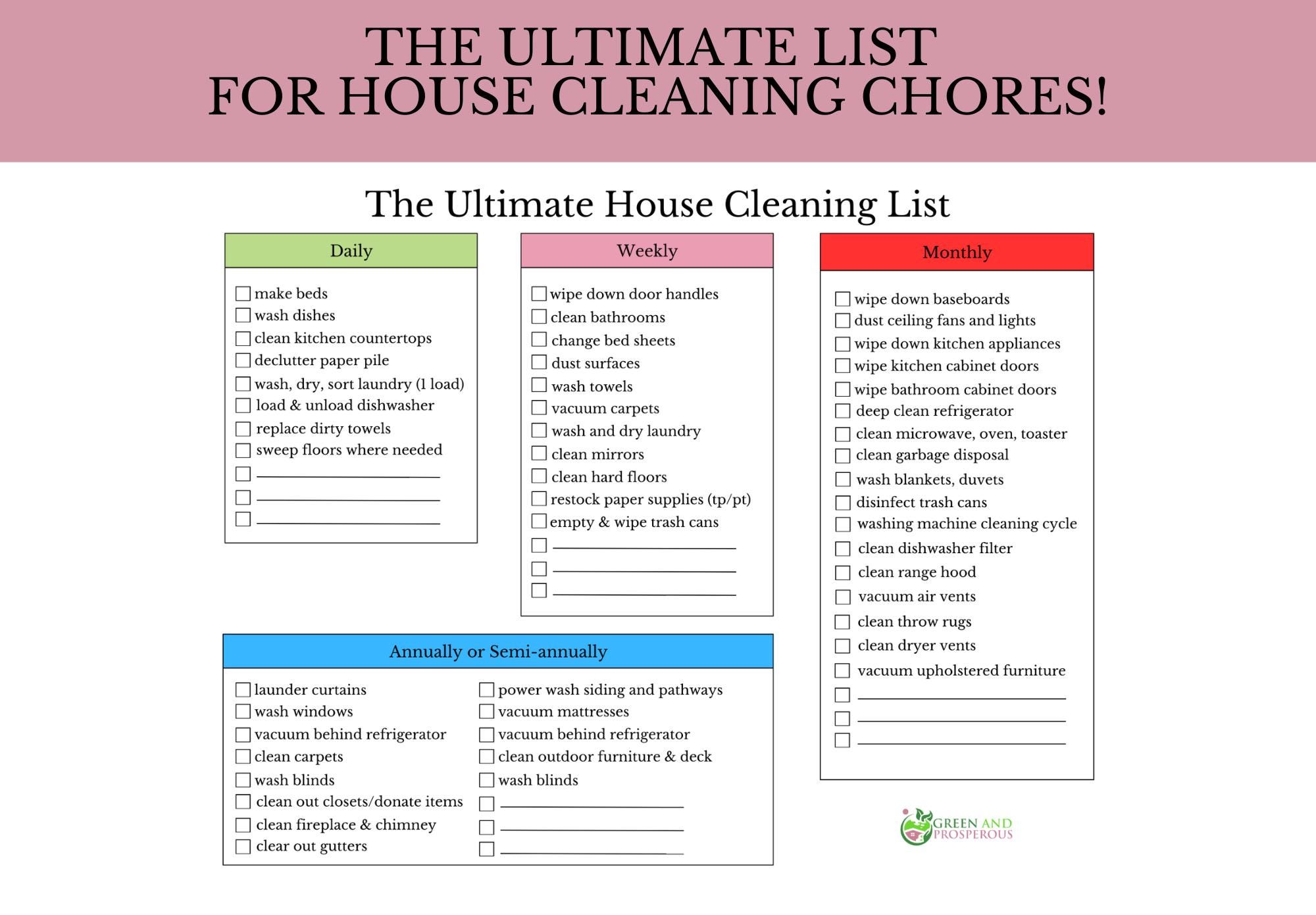 The Ultimate House Cleaning List - Etsy