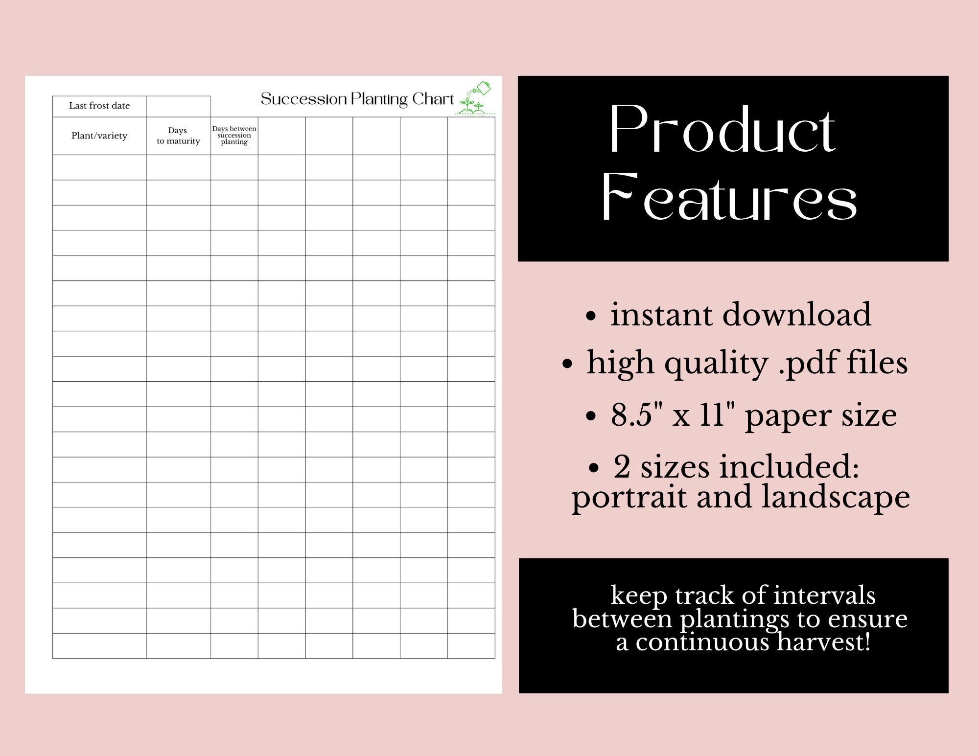 Succession Planting Log, Garden Journal Individual Pages, Printable ...