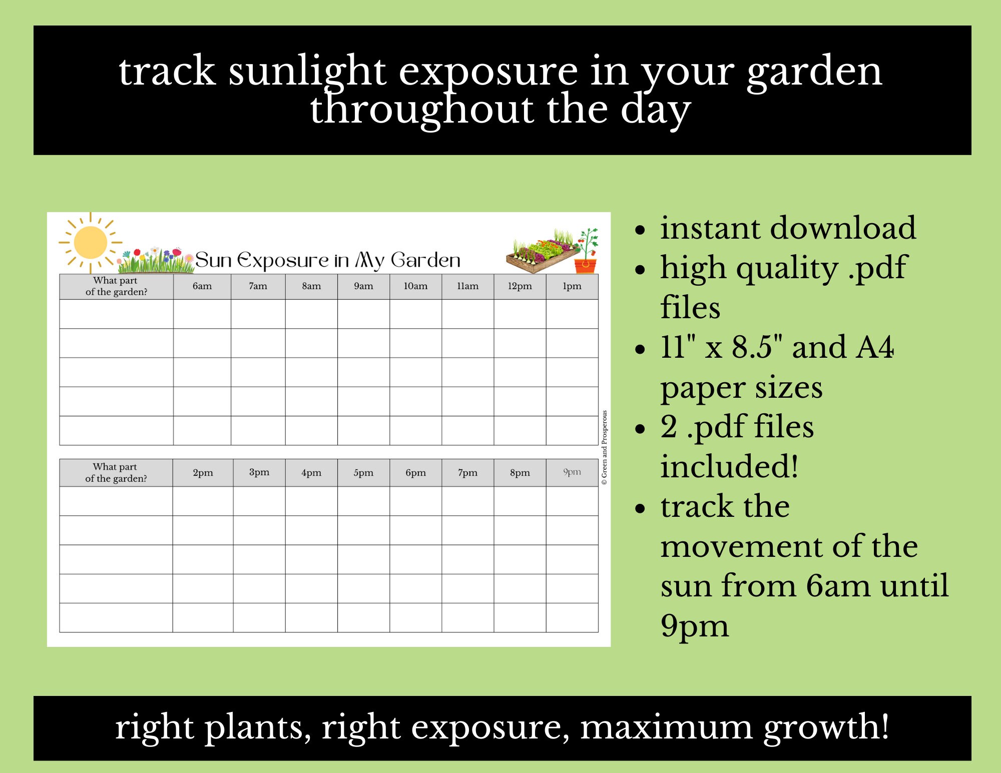 Garden Planner, Sunlight Tracker, Garden Journal Pages, Printable ...